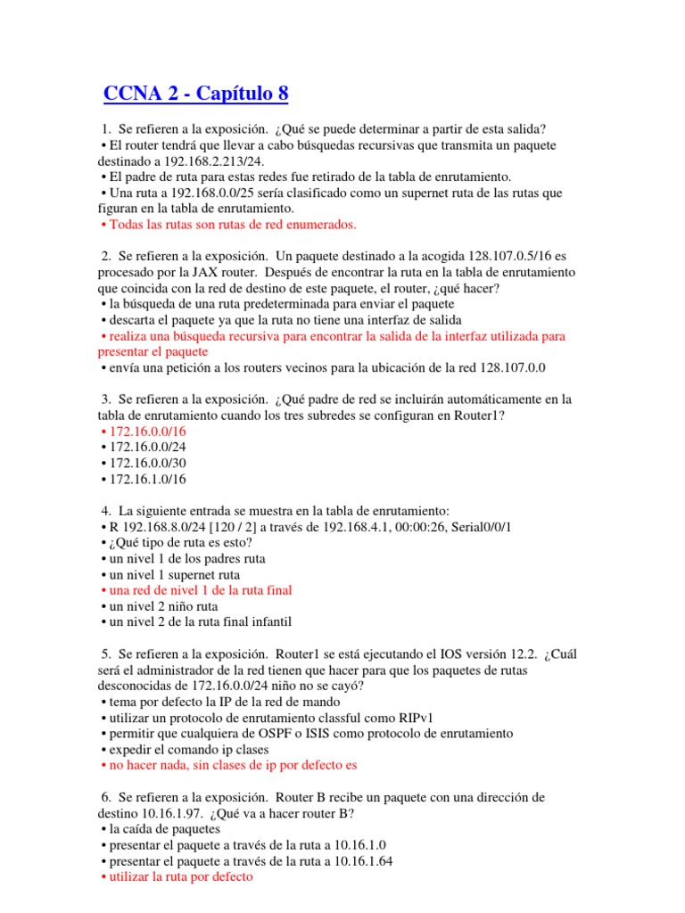 Ccna 2 Capitulo 8 Descargar Gratis Pdf Enrutador Computación