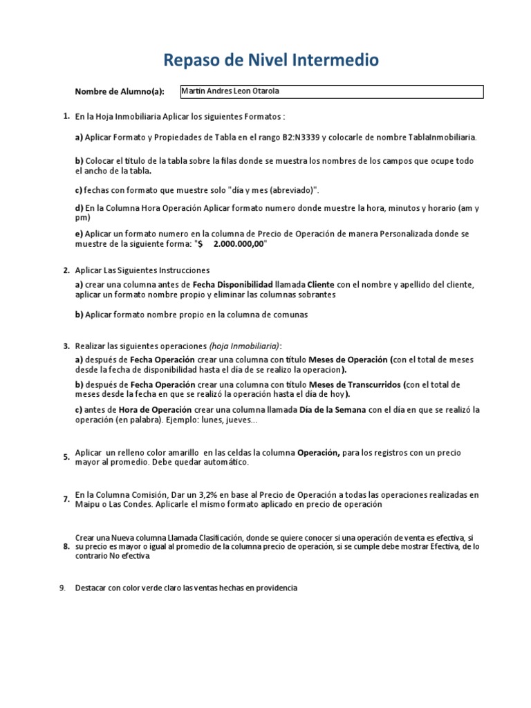 1 - Repaso Excel Intermedio | PDF