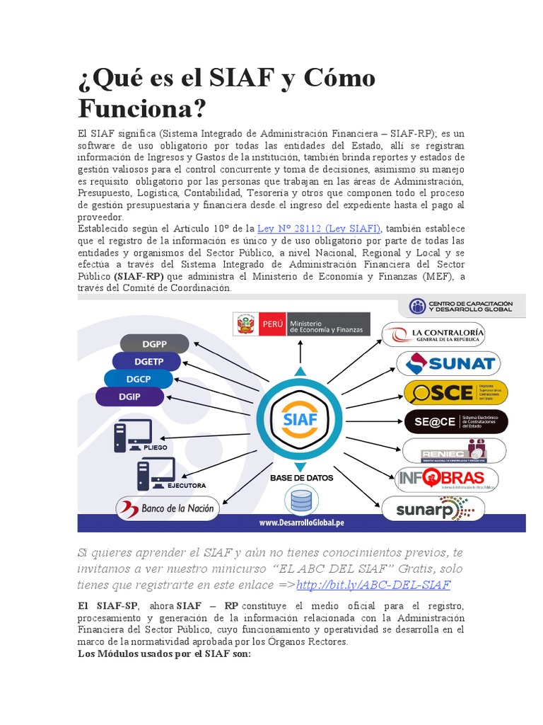 Qué es el SIAF y su funcionamiento | PDF | Contabilidad | Presupuesto