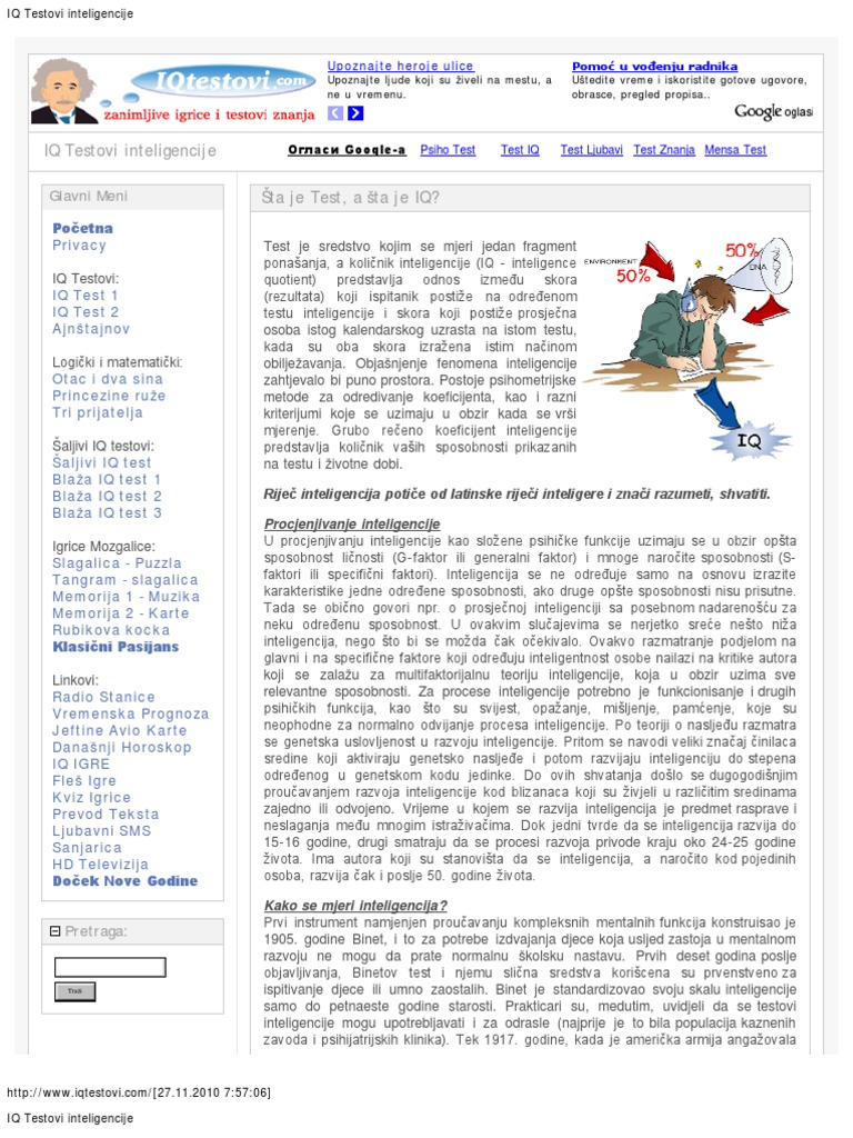 IQ Testovi Inteligencije | PDF