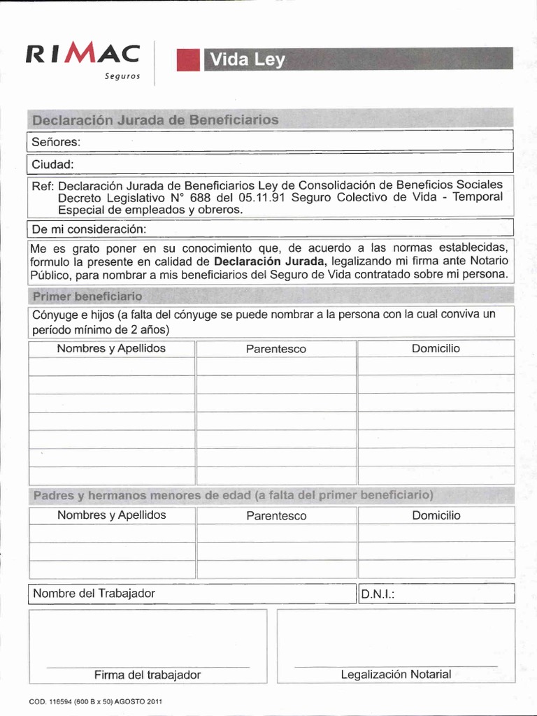 Formato Vida Ley | PDF