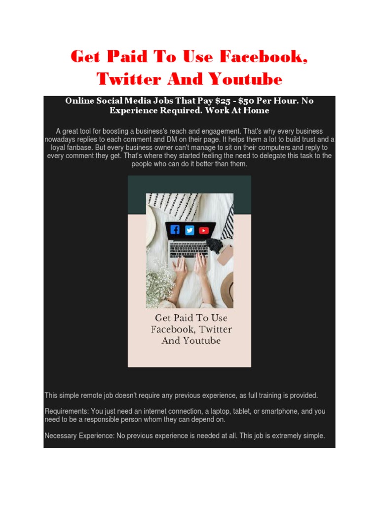 Get Paid To Use Facebook, Twitter and Youtube | PDF