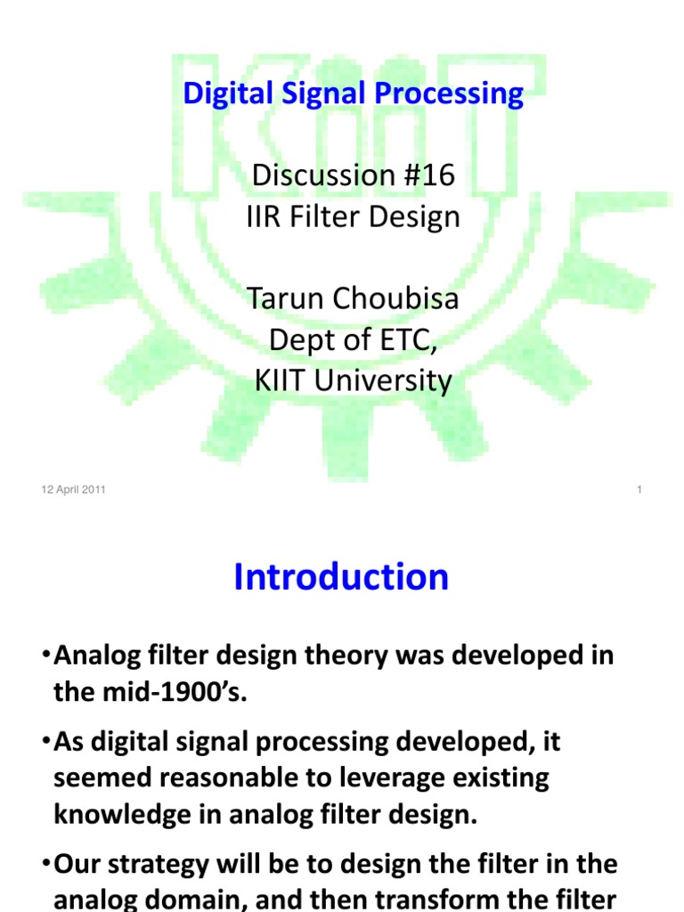 16 Iir Filter Design Pdf Digital Signal Processing Signal Processing