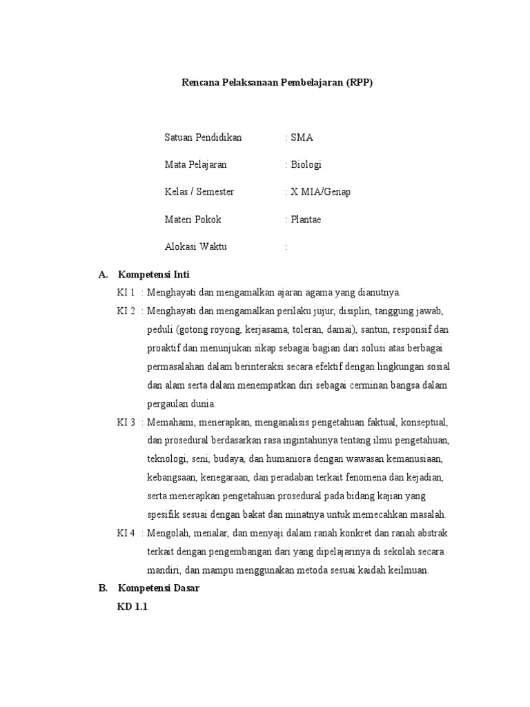 RPP NHT+Mind Map Plantae | PDF