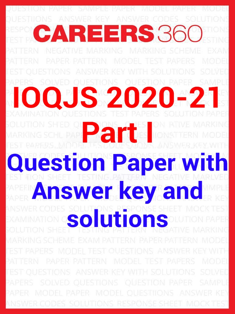 I Oqjs 2020-21 I: Questi On Paper Wi TH Answer Key and Sol Uti Ons ...