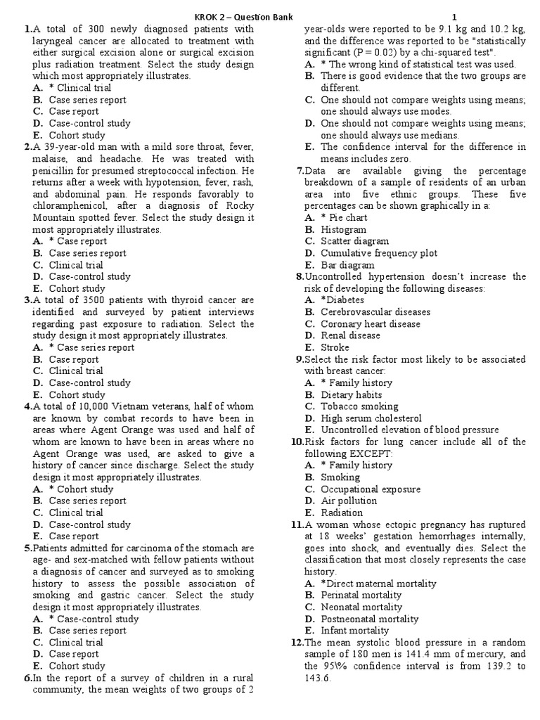 KROK 2 Medical Question Bank | PDF | Statistics | Water