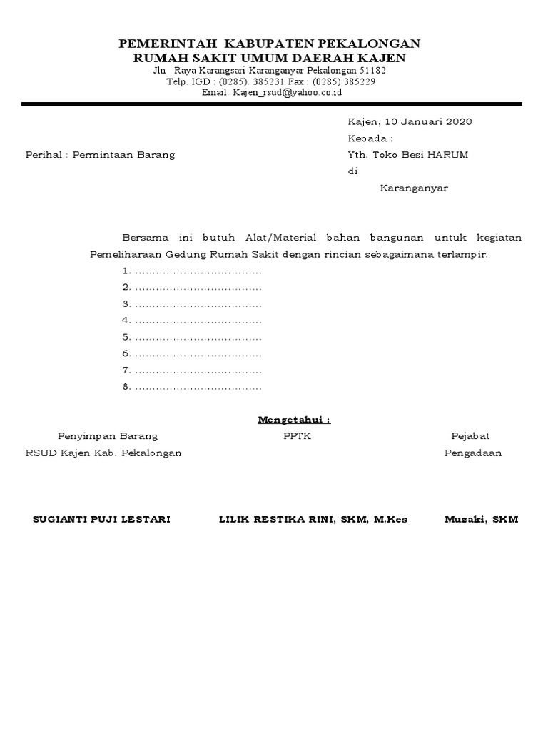 Surat Pengantar Bon Material | PDF