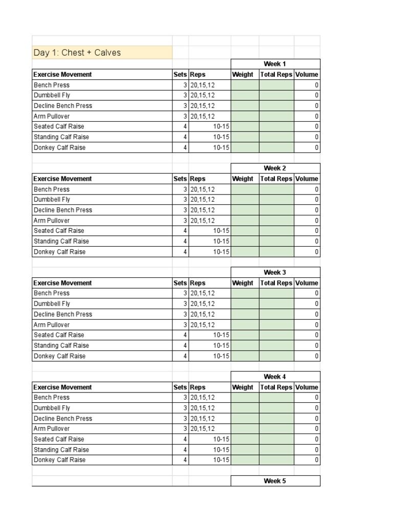 Kai Greene Workout Routine Spreadsheet | Download Free PDF | Hobbies ...