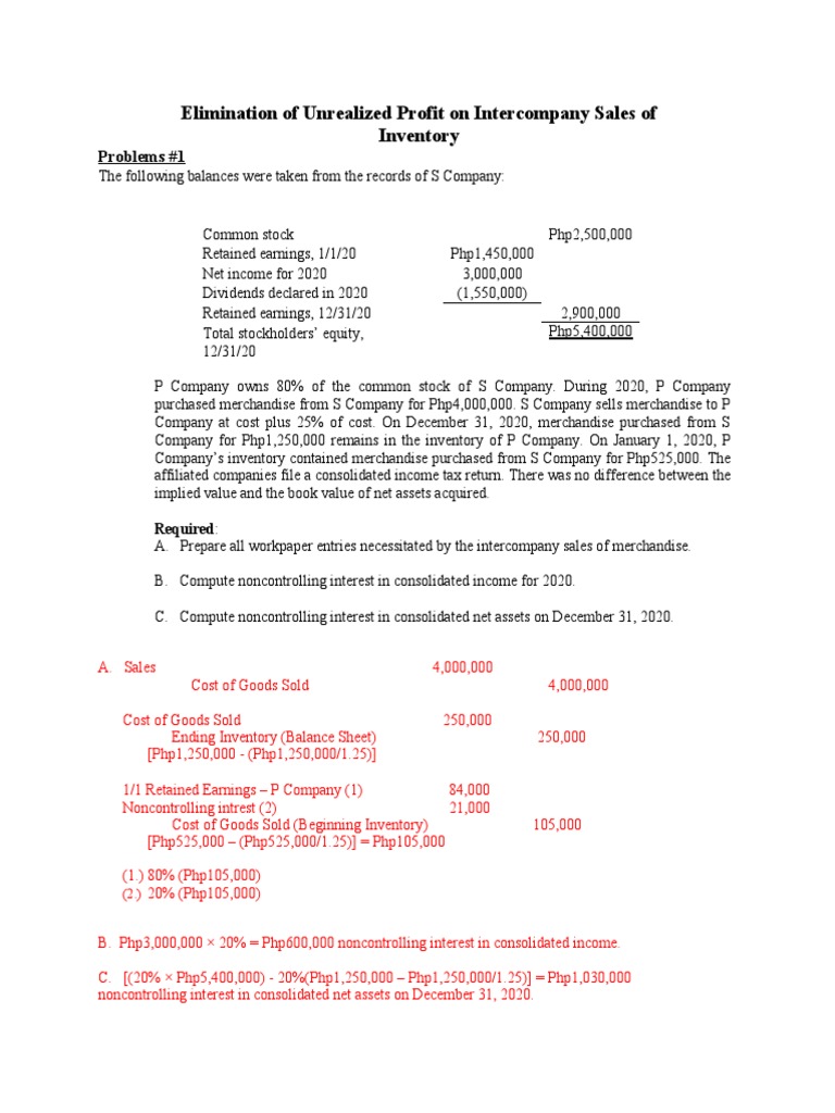 Intercompany Profit Elimination Guide | PDF | Retained Earnings | Cost Of Goods Sold