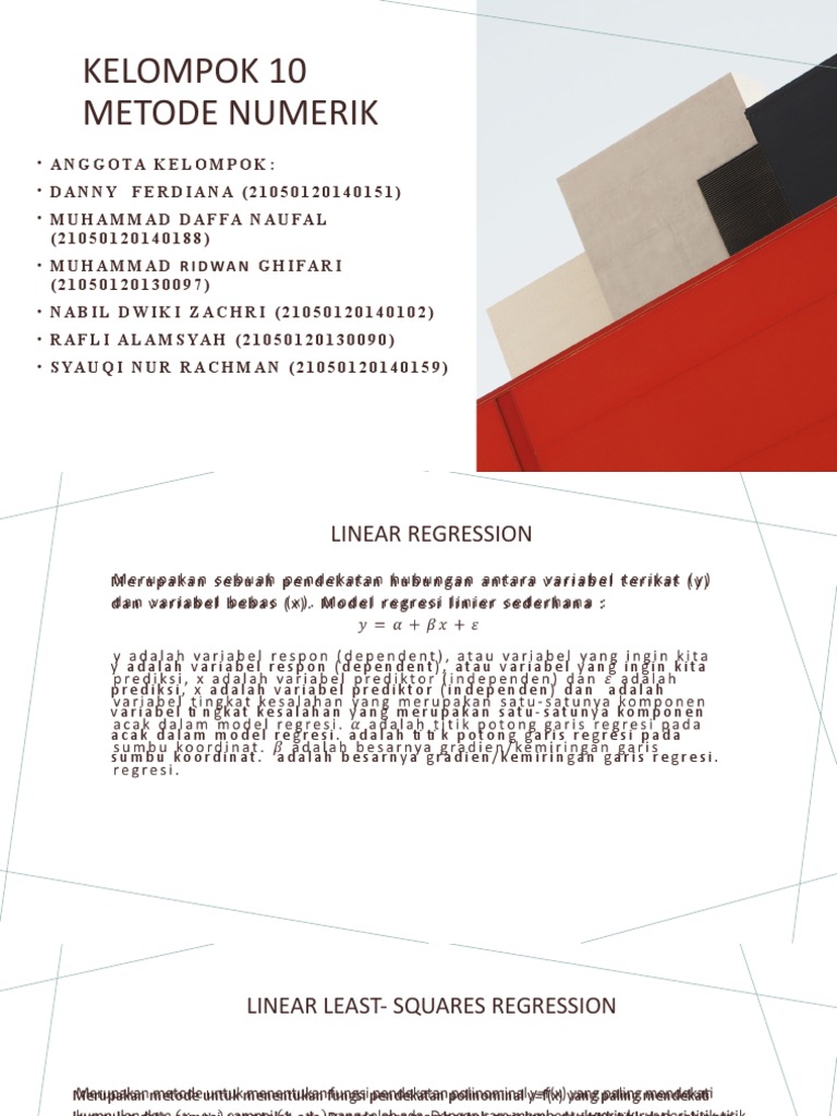 Kelompok 10 Regresi Linear Dan Persamaan Non Linear | PDF Kelompok 10 Regresi Linear Dan Persamaan Non Linear | PDF
