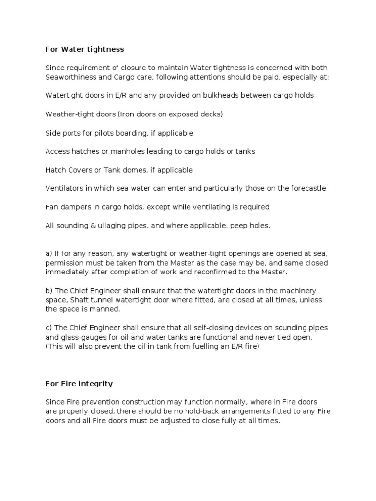 Watertight Integrity | PDF
