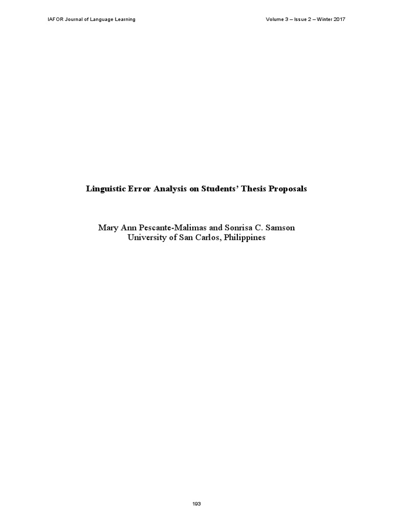 Linguistic Error Analysis On Students' Thesis Proposals | PDF | Pronoun ...