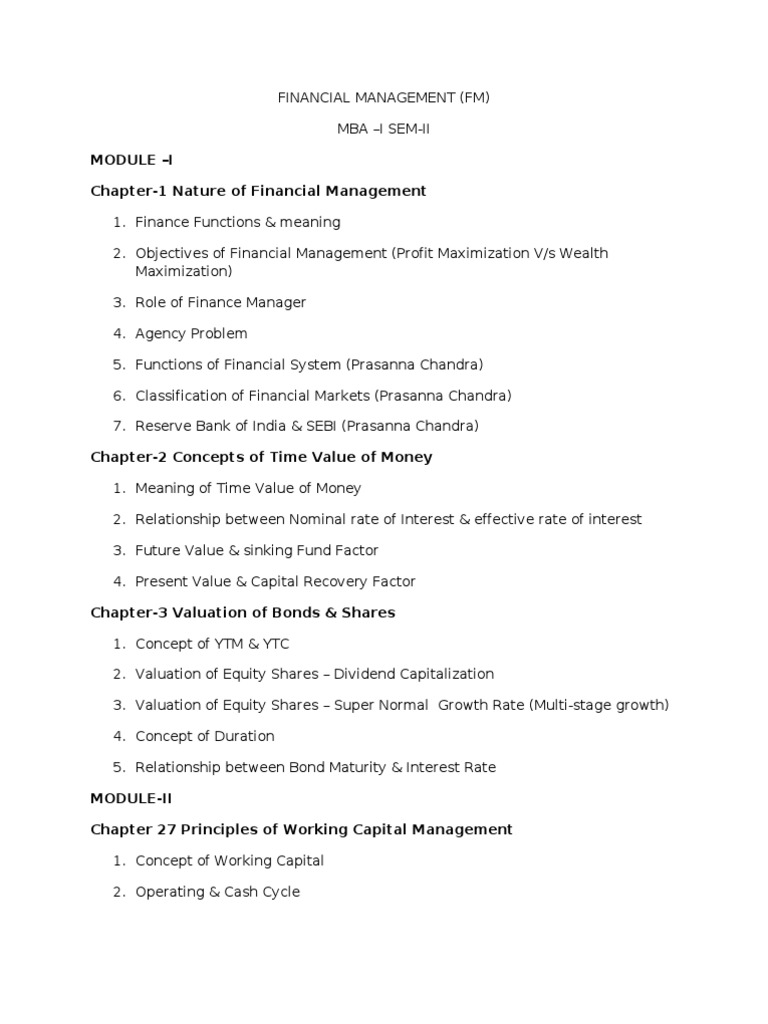 MBA Financial Management Overview | PDF | Capital Budgeting | Financial ...