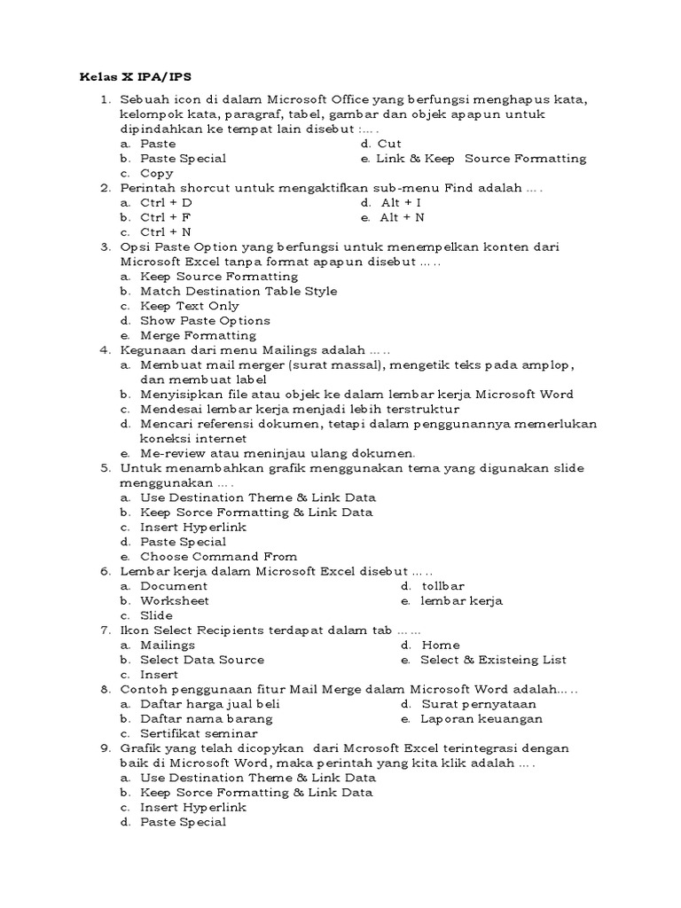 iNFORMATIKA Soal UAS 2021 | PDF