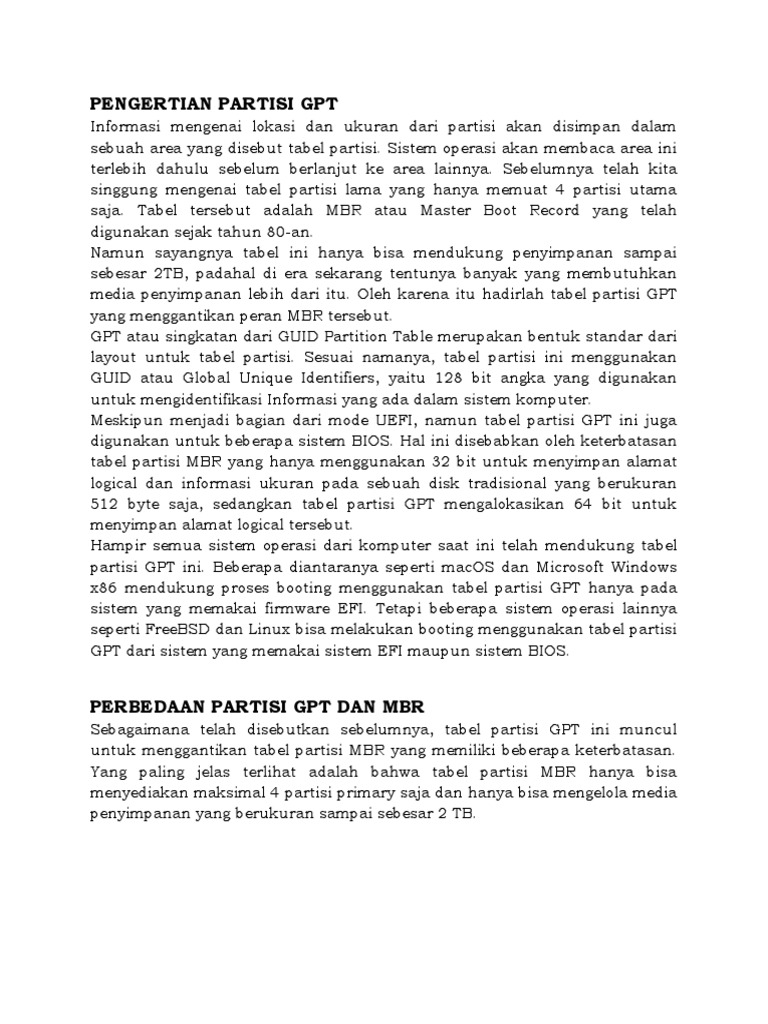 Pengertian Partisi GPT | PDF