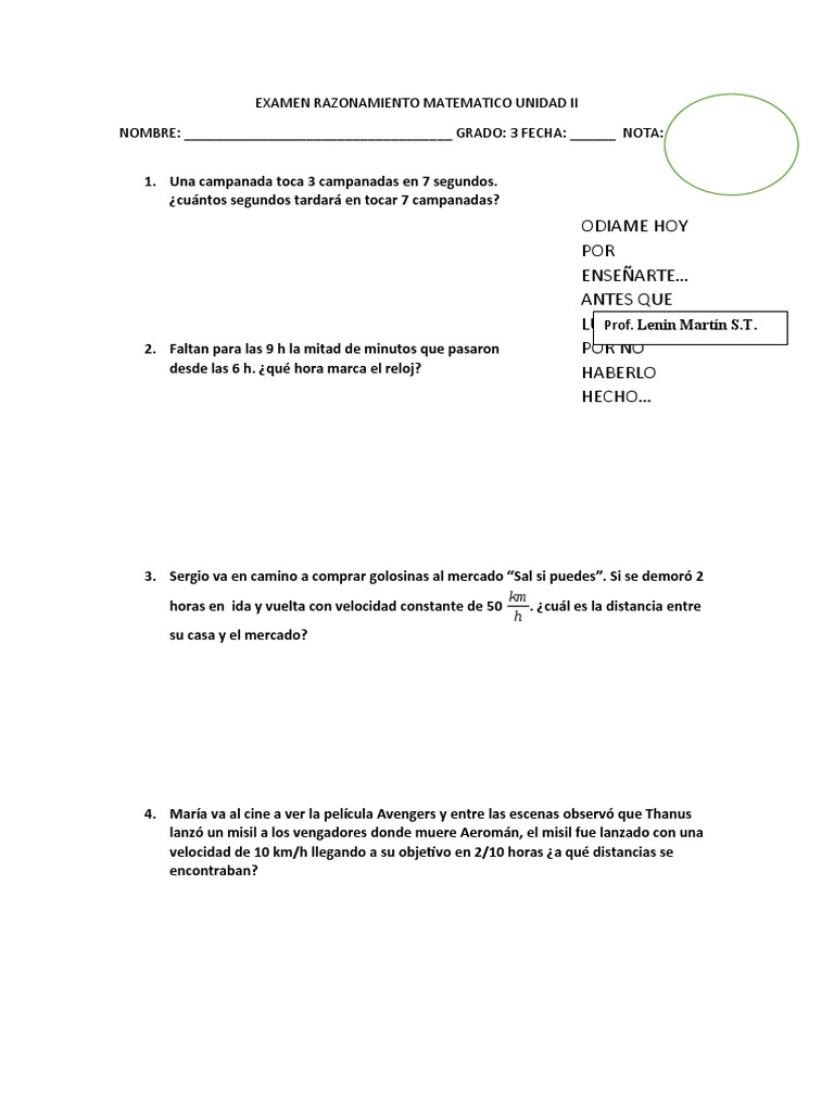 Examen RM - Tercero | PDF