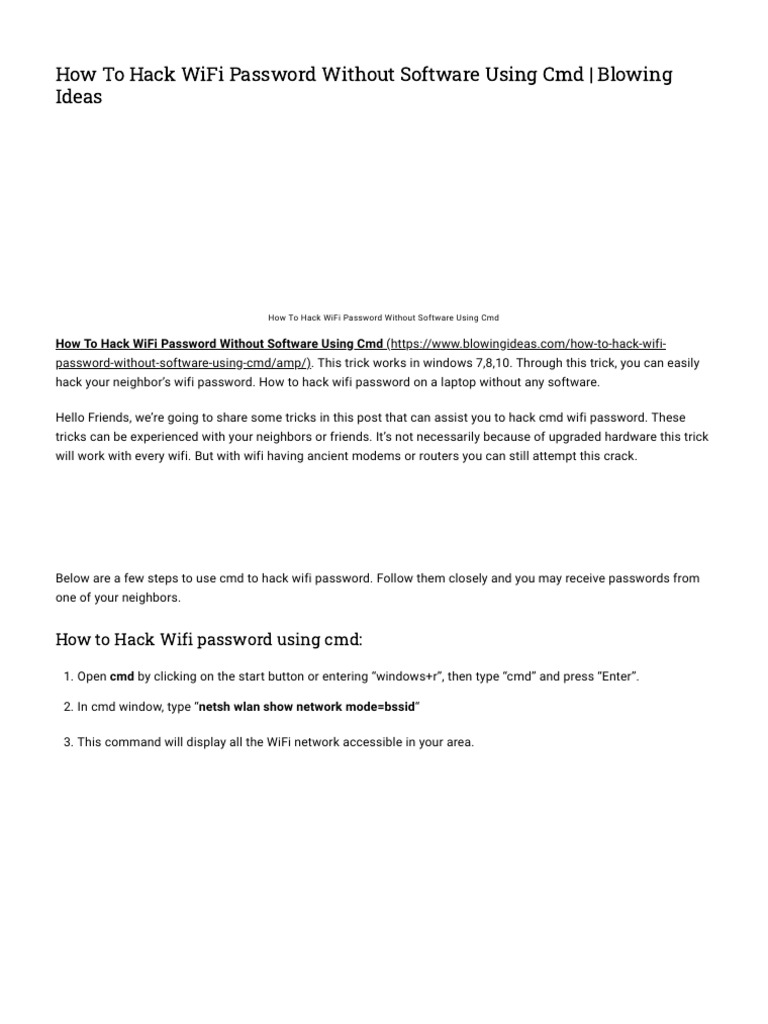 How To Hack WiFi Password Without Software Using CMD - Blowing Ideas ...
