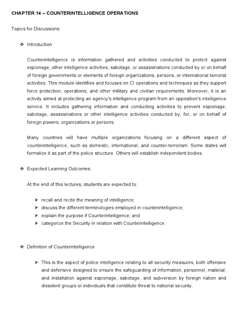 Chapter 14 - Counterintelligence Operations | PDF | Malware ...