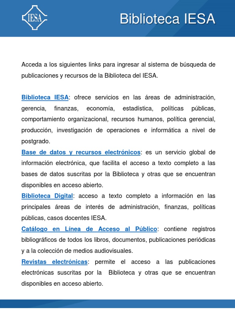 Biblioteca IESA | PDF