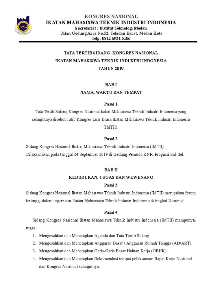 Tata Tertib Sidang Kongres Nasional Ke-Iv | PDF