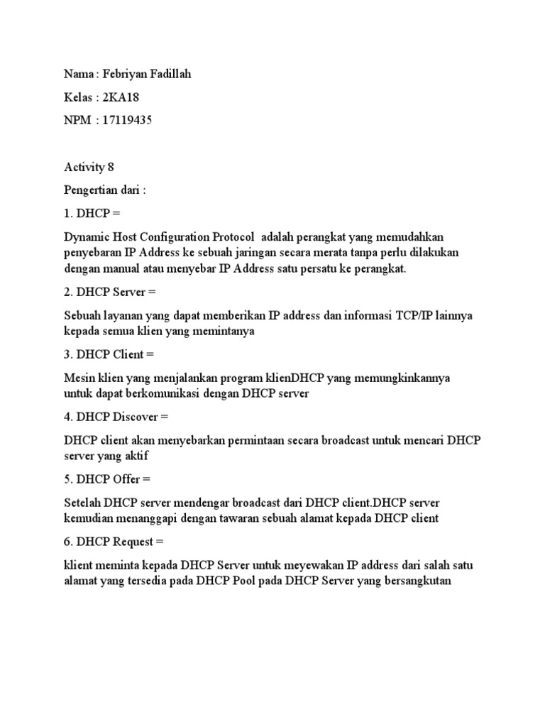 Pert8 Act1 FebriyanFadillah 17119435 | PDF | Griya & Taman | Komputer