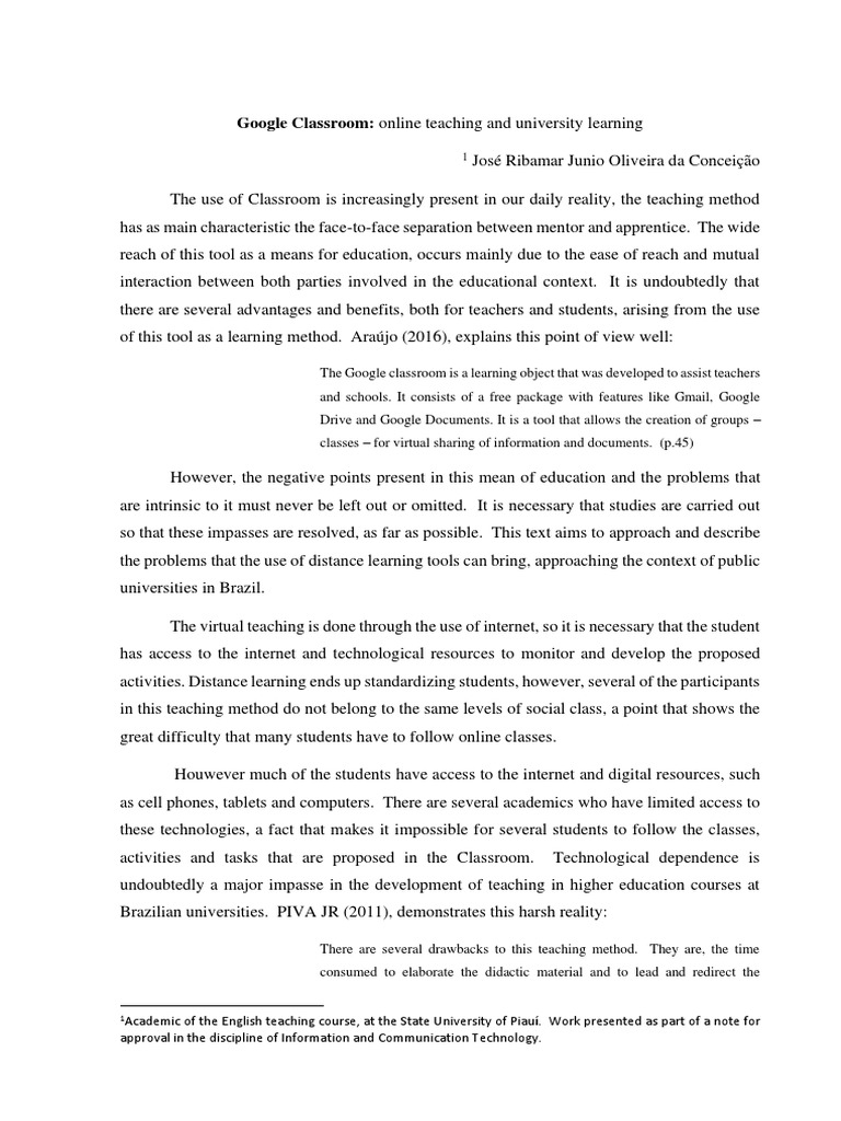 Google Classroom: Online Teaching and University Learning | PDF ...