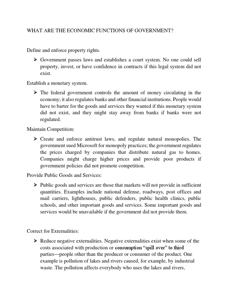 What Are The Economic Functions of Government | PDF | Externality | Taxes