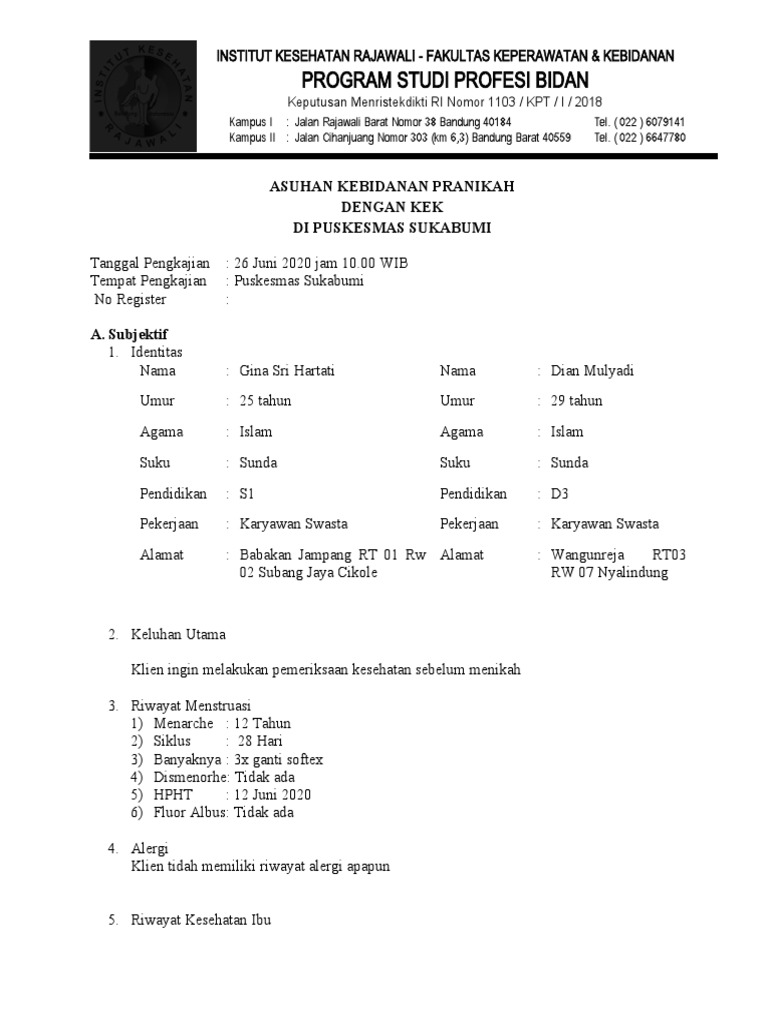 SOAP Pranikah Diah 2 | PDF | Kesehatan Holistik | Sains & Matematika
