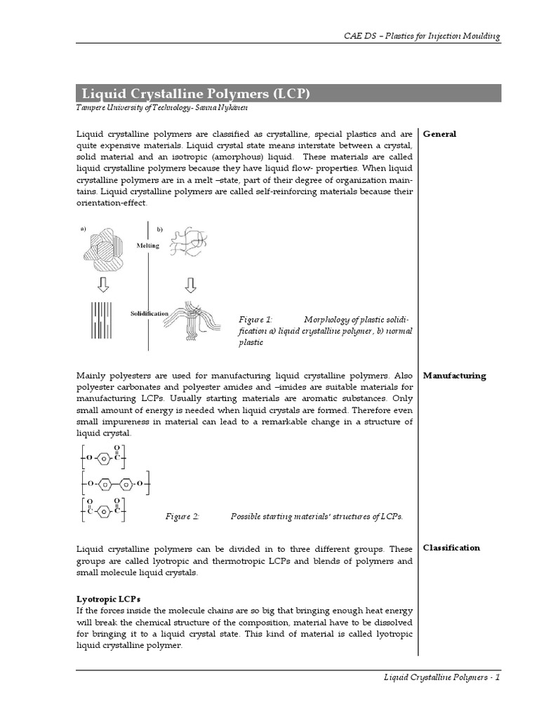 Plastics LCP | PDF | Liquid Crystal | Polymers