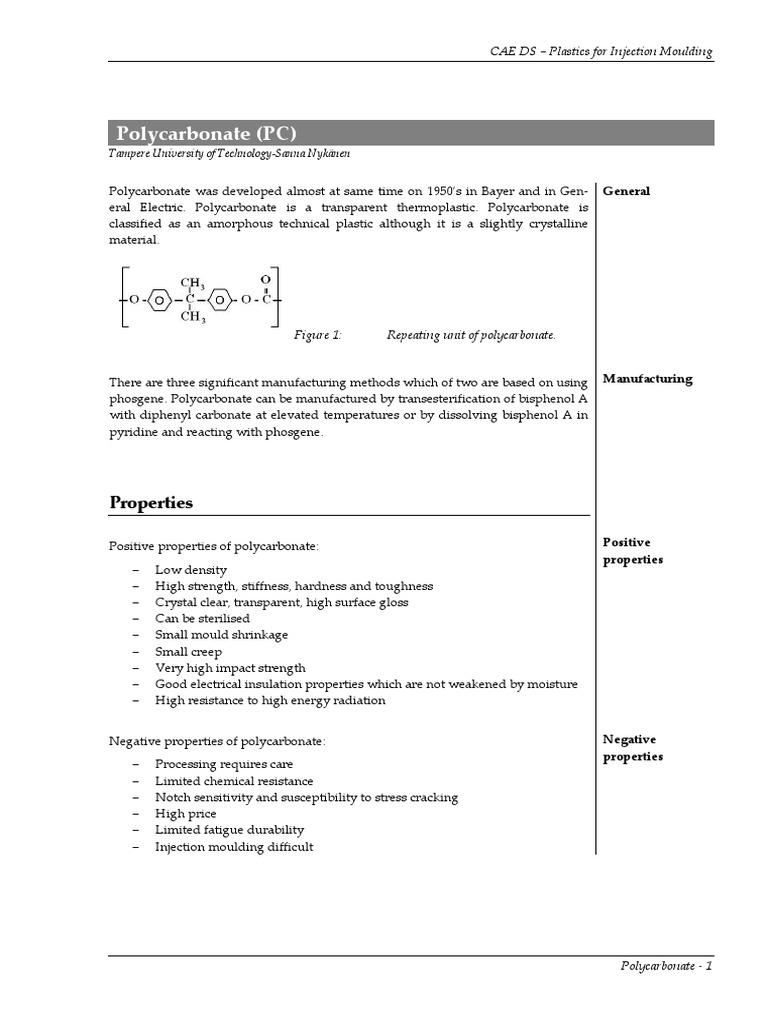 Polycarbonate (PC) : Properties | PDF | Strength Of Materials ...