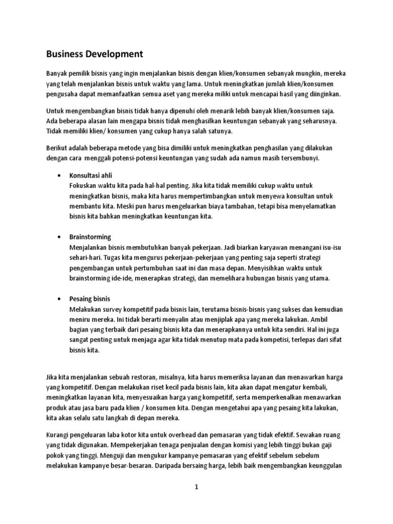 Business Development | PDF