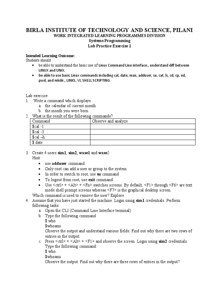 Lab Exercise I Pdf Command Line Interface Directory Computing