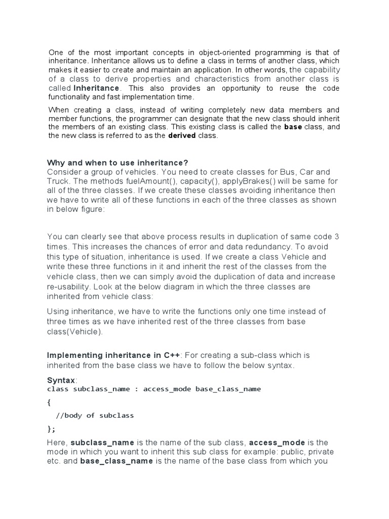 Inheritance | PDF | Class (Computer Programming) | Inheritance (Object ...