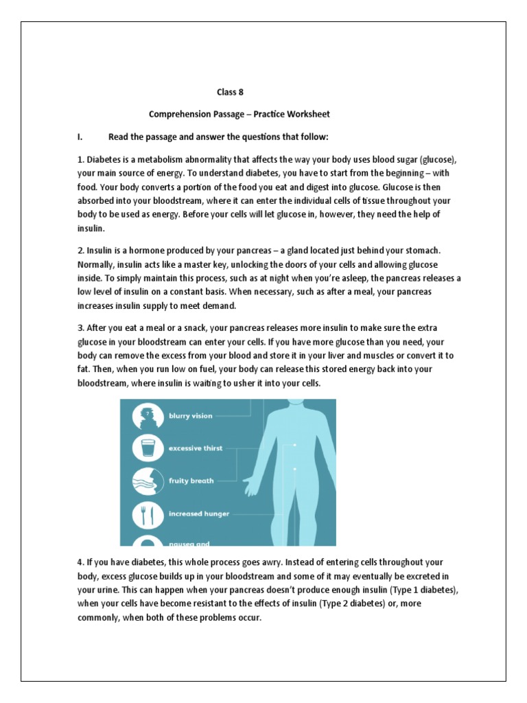 Class 8 Comprehension Passage - Practice Worksheet I. Read The Passage ...