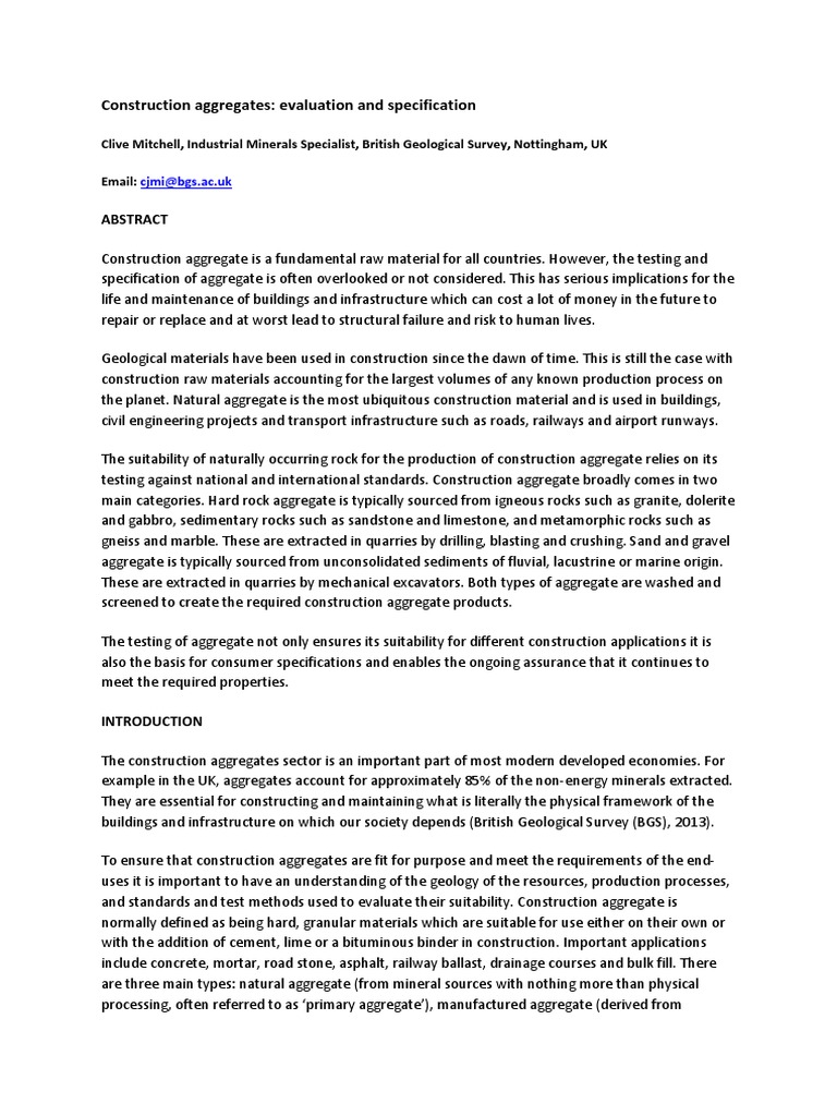 Construction Aggregates Evaluation and Specification | PDF ...