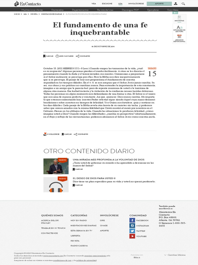 El Fundamento de Una Fe Inquebrantable | PDF