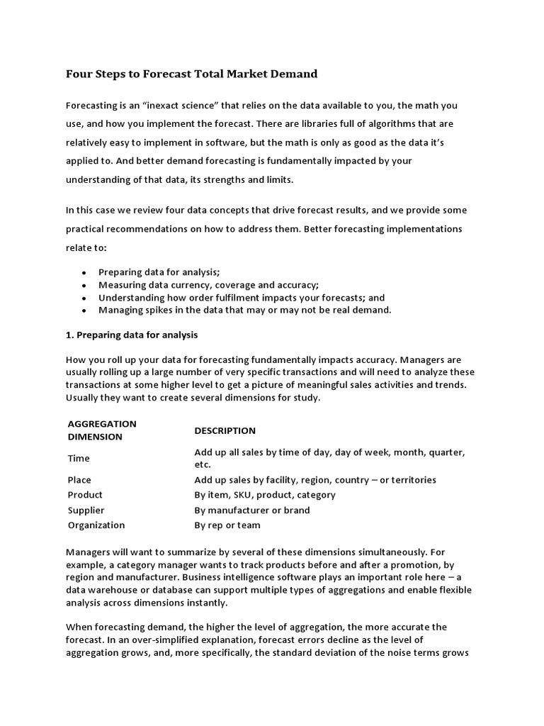 Four Steps To Forecast Total Market Demand | PDF | Forecasting | Inventory