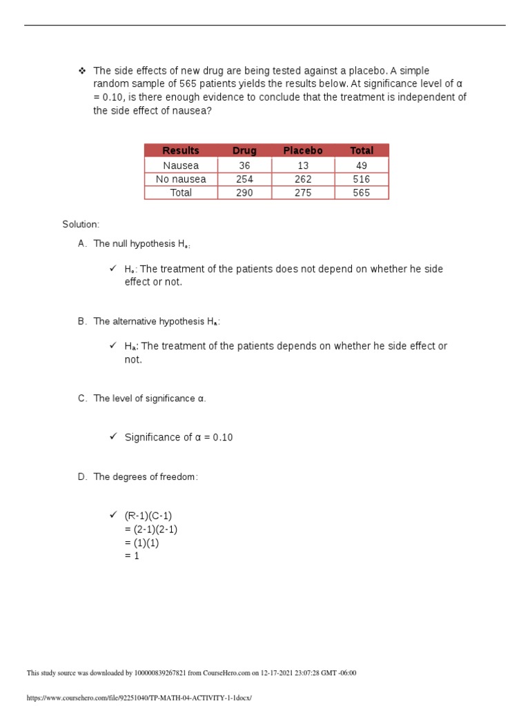 TP Math 04 Activity 1 1 | PDF | Statistical Significance | Statistics
