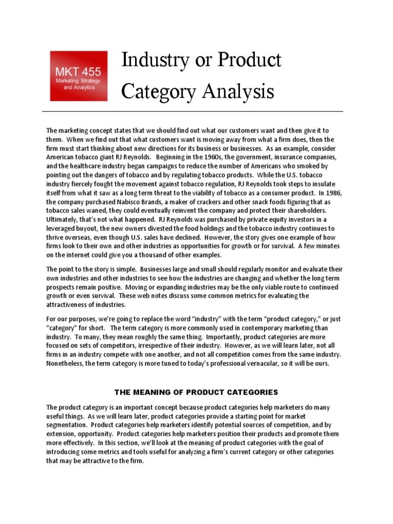 Industry or Product Category Analysis: The Meaning of Product ...