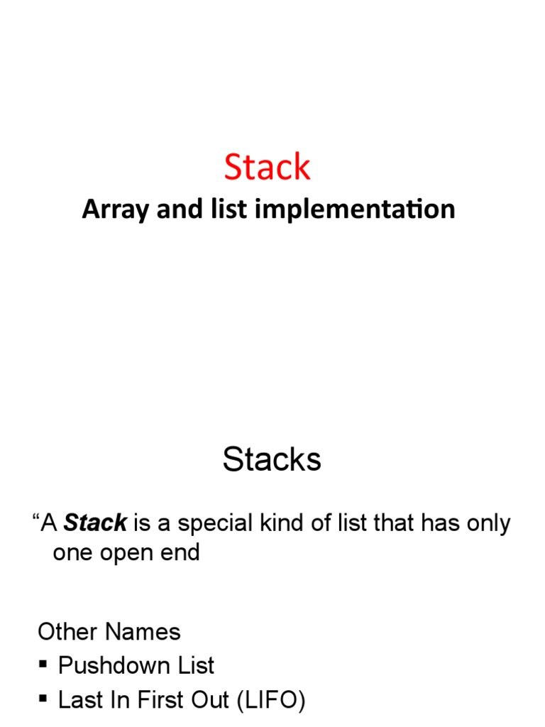 Dsa Stack Pdf Array Data Structure Computer Programming 