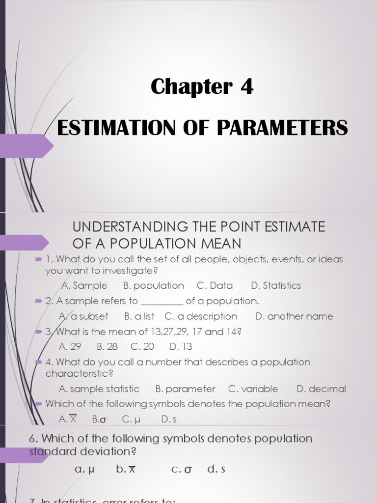 Estimation of Parameters | PDF | Statistics | Estimator