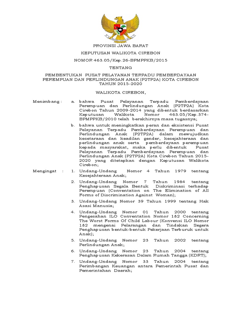 SK P2tp2a Kota Cirebon | PDF