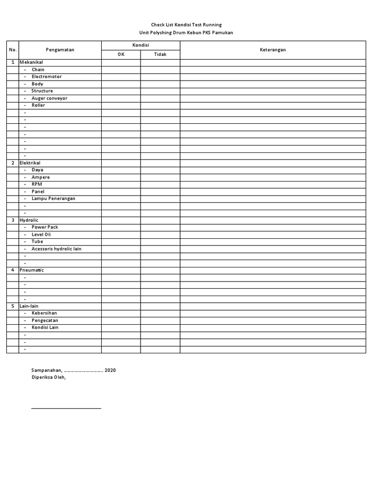 Checklist Stasiun Kernel | PDF