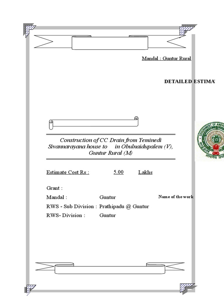 CC Drains RWS Glass Company To SWPC Shed Challavaripalem | PDF ...