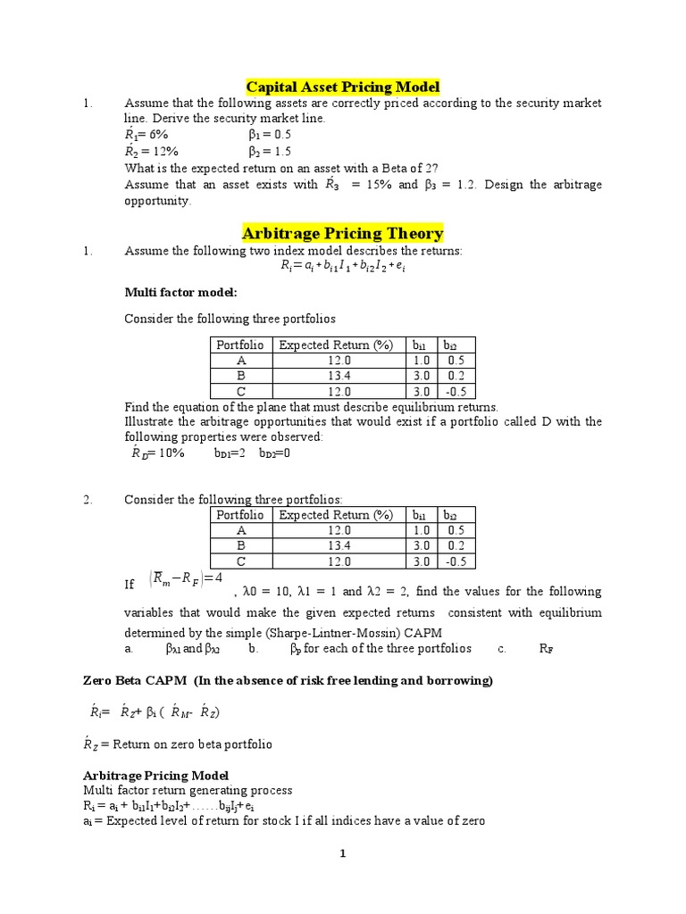 Capm and Apt | PDF | Capital Asset Pricing Model | Financial Markets