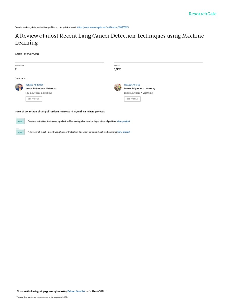 Lung Cancer Detection Advances | PDF | Image Segmentation | Machine ...