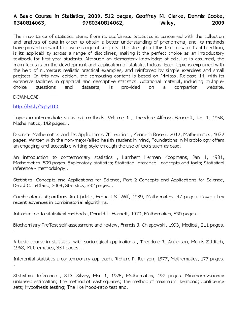 A Basic Course in Statistics | PDF | Statistics | Mathematics