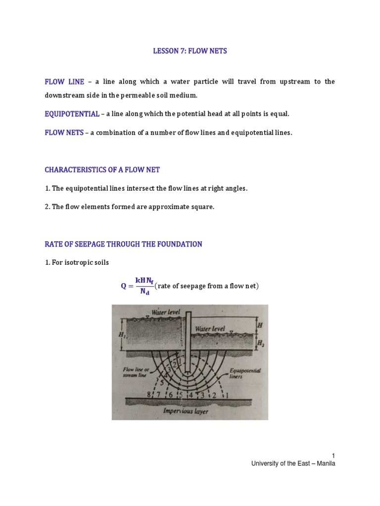 Lesson 7. Flow Nets | PDF | Soil Mechanics | Dam