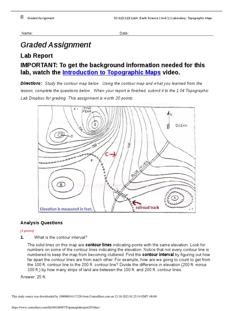 Topographic Maps Lab Report Guide | PDF | Contour Line | Topography