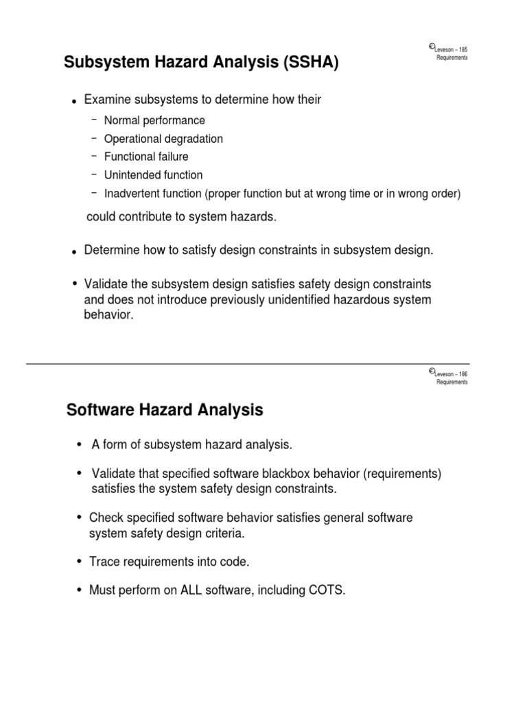 SSHA Subsystem Hazard Analysis | PDF | System | Control Theory